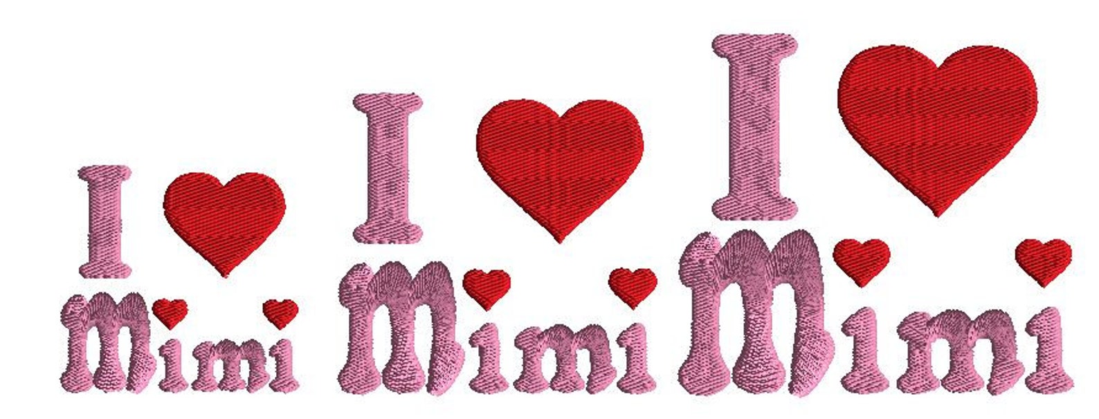 I Love Mimi Embroidery Design Combo, Heart With Bow and Heart Without ...