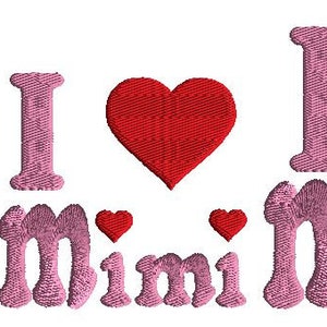 I Love Mimi Embroidery Design Combo, Heart With Bow and Heart Without ...