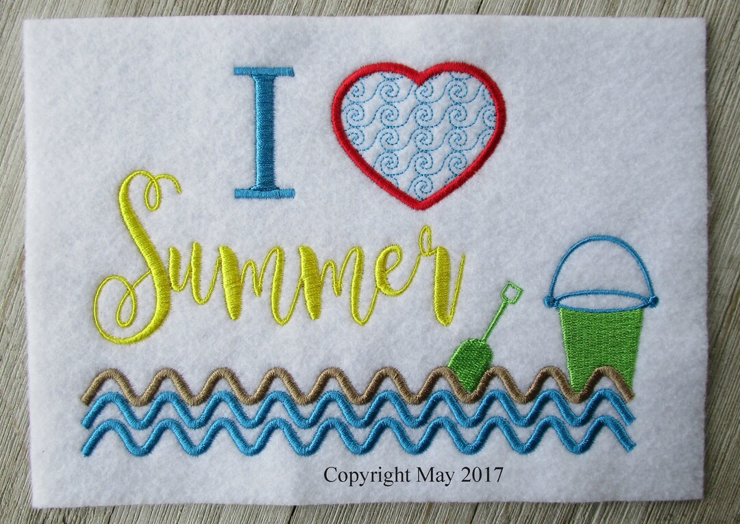 Summer Embroidery Design, I Love Summer, I Love Summer Design, Machine ...