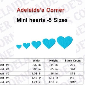Mini Heart Embroidery Design Very Small, Filled Stitch Heart 5 Sizes ...