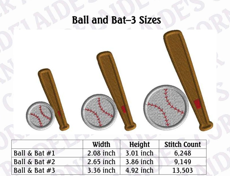 Embroidery Design Baseball and Bat Embroidery Design 3 - Etsy