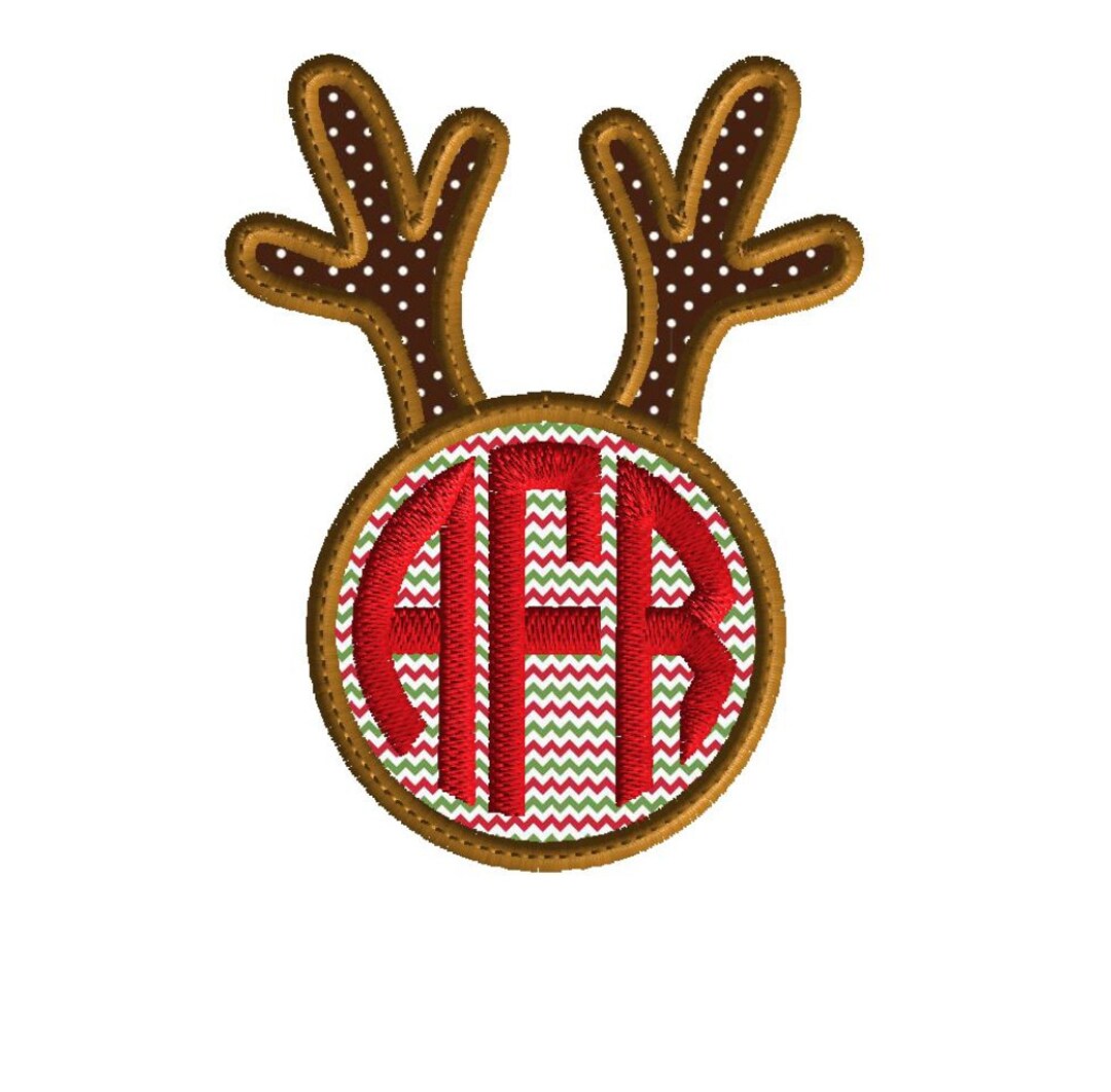 Embroidery Design, Antler Monogram Frame, Machine Embroidery, 3 Size ...