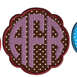 Scalloped Circle Monogram Frame, Machine Embroidery Design, 10 Size ...