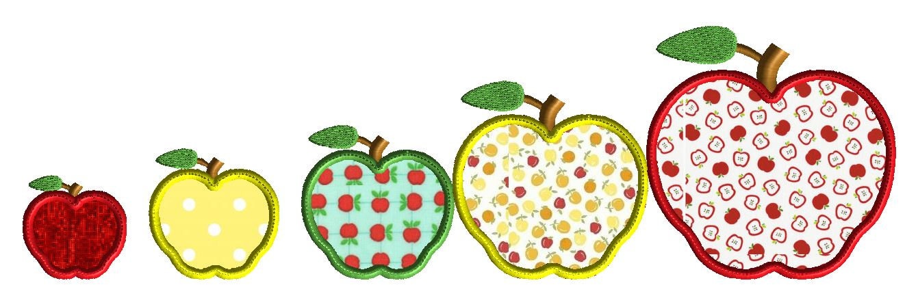 Apple embroidery design 2 styles 5 sizes each style | Etsy