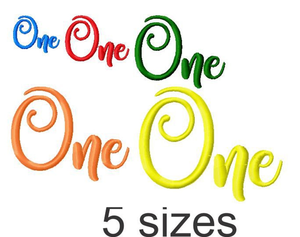 Word One Embroidery Design Wordart One 1st Birthday One - Etsy