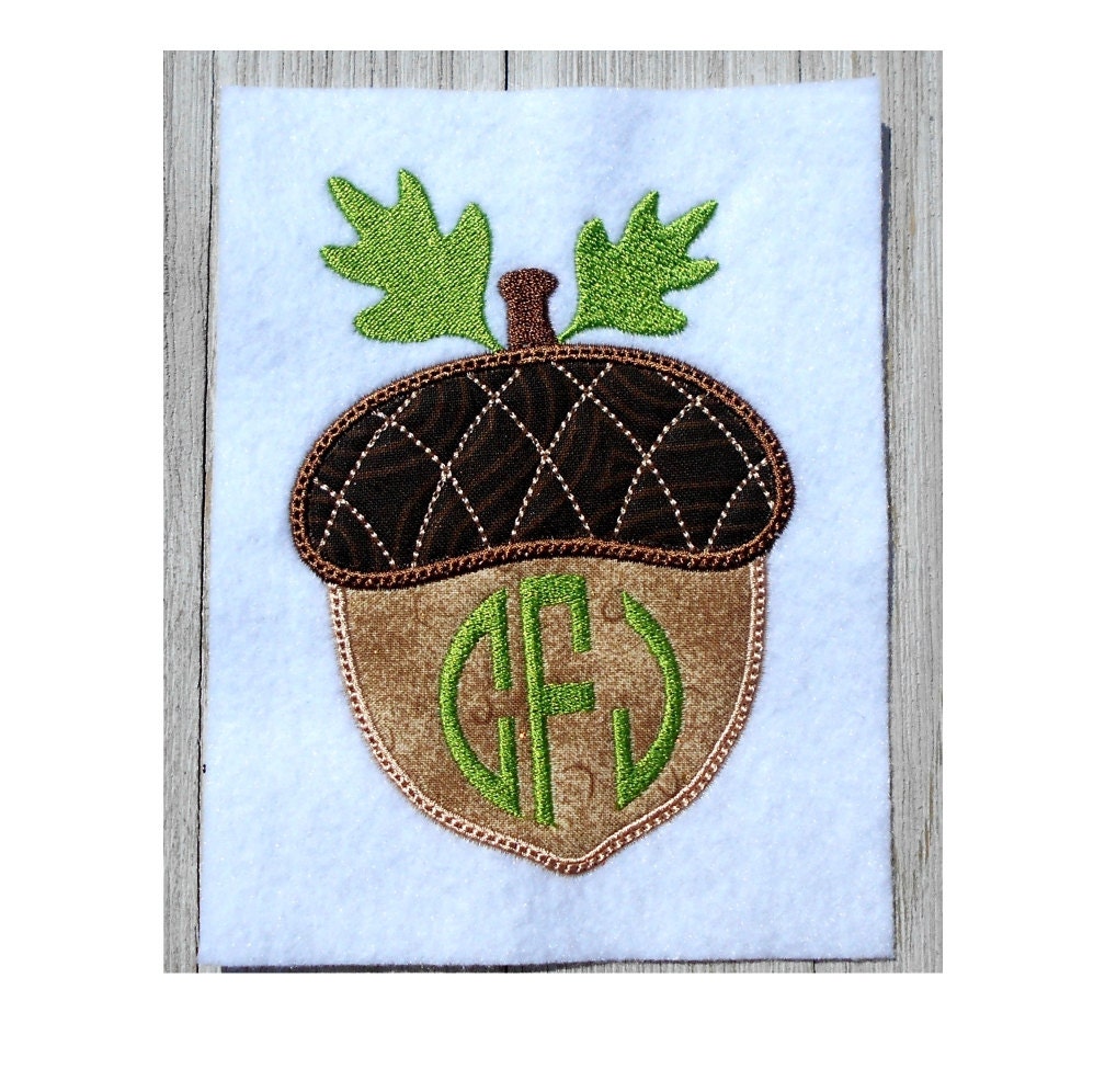 Embroidery Acorn applique monogram frame 3 size machine | Etsy