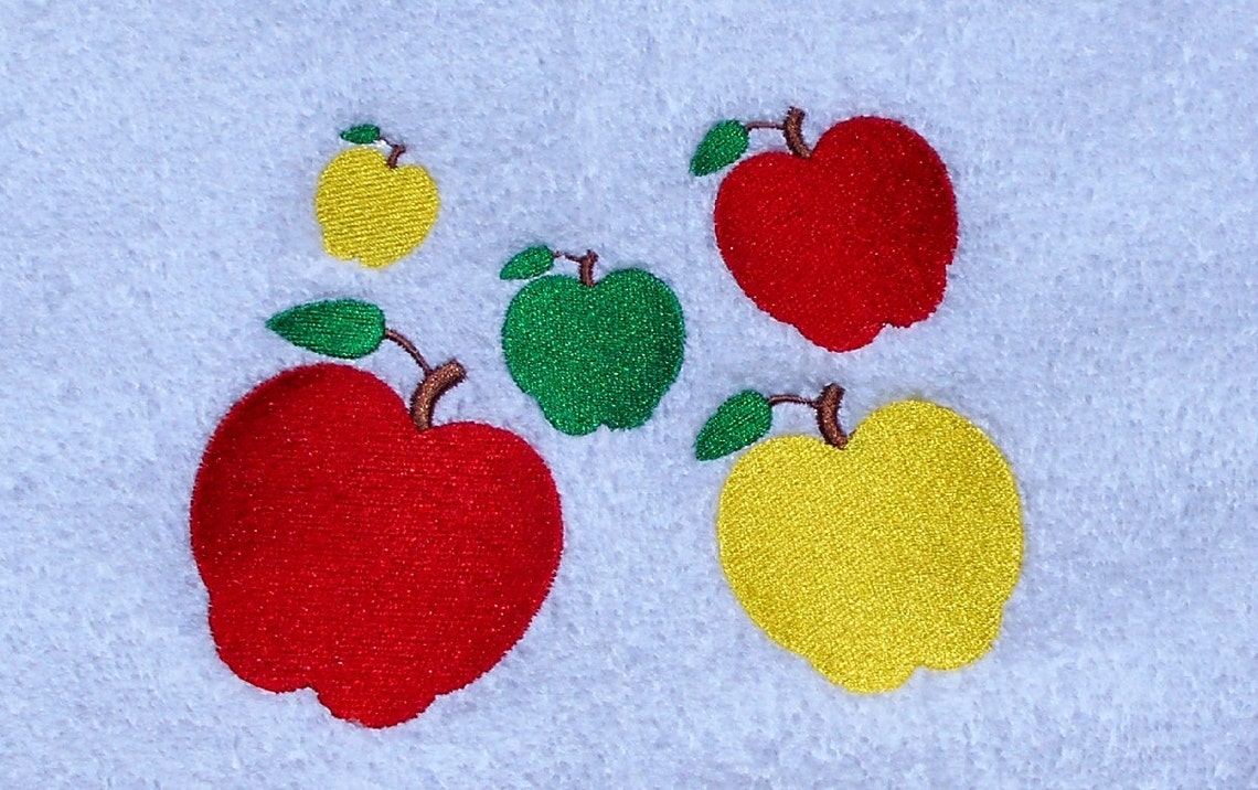 Mini Apple Embroidery Design 5 Sizes Filled Stitch Back to - Etsy