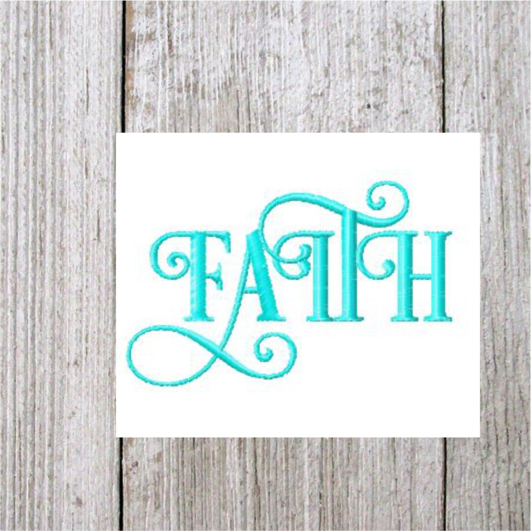 Faith Calligraphy Embroidery Design, One Word Design, 3 Sizes, Filled ...