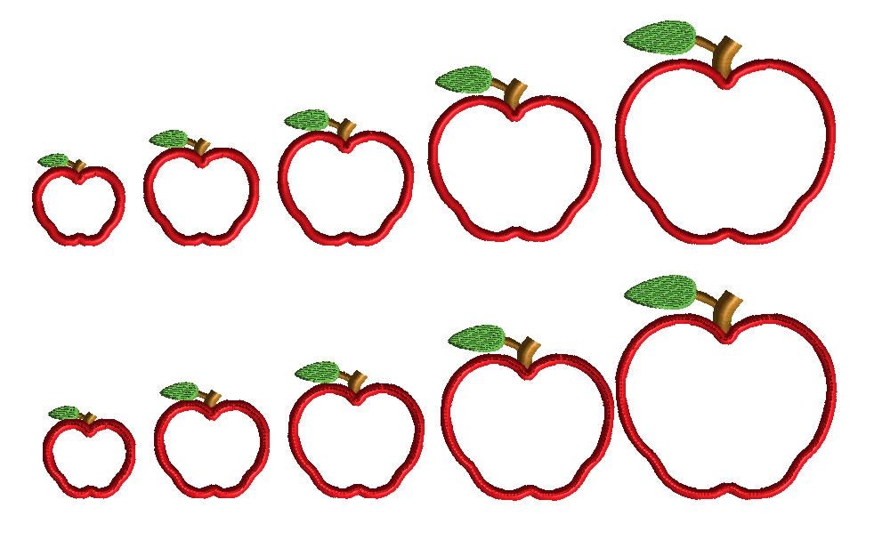 Apple embroidery design 2 styles 5 sizes each style | Etsy