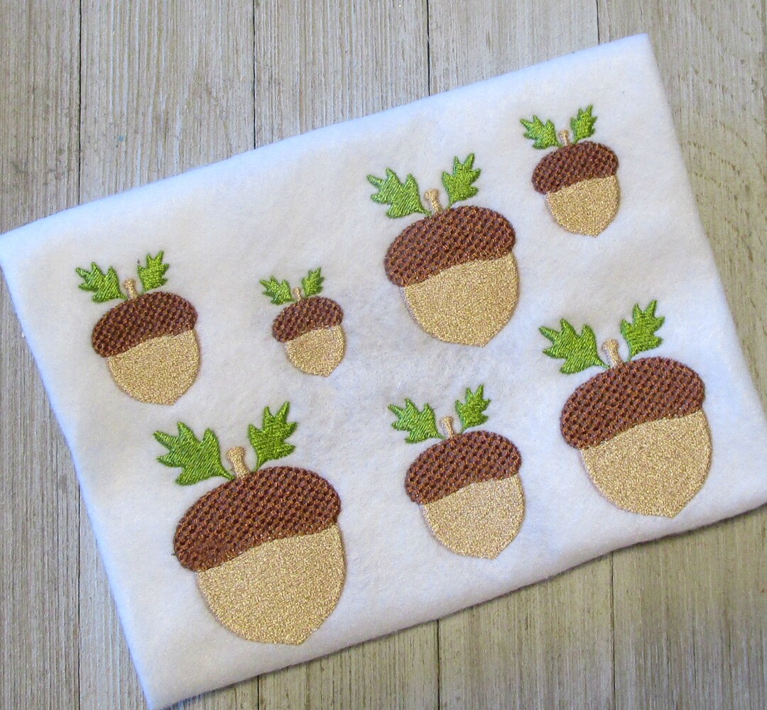 Acorn Embroidery Design, Filled Stitch Mini, 7 Sizes, Autumn, Fall ...
