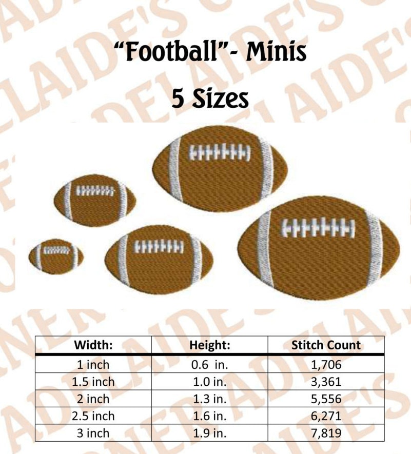 Football Mini Embroidery Design Filled Stitch 5 Sizes | Etsy