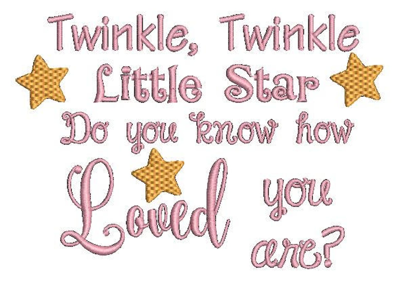 Twinkle Little Star Embroidery Design, 2 Sizes, Filled Stitch, New Baby ...