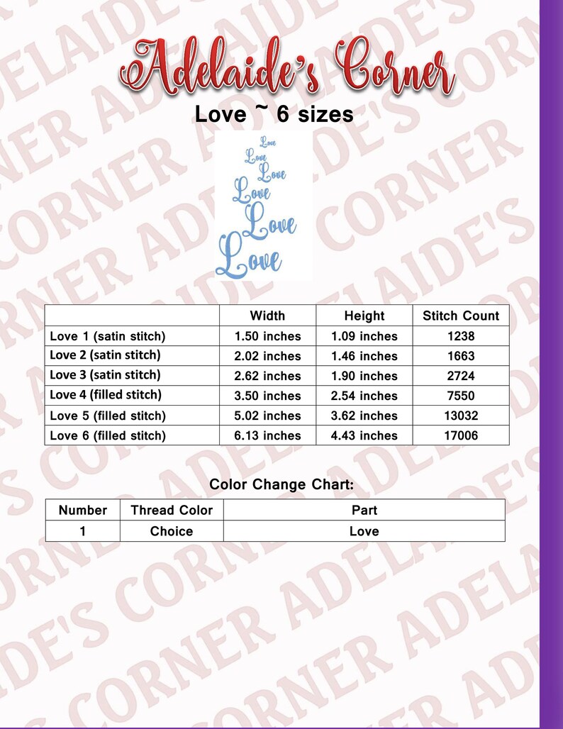 Love Embroidery Design, Wordart, Fancy Script Design, 6 Sizes,, Machine ...