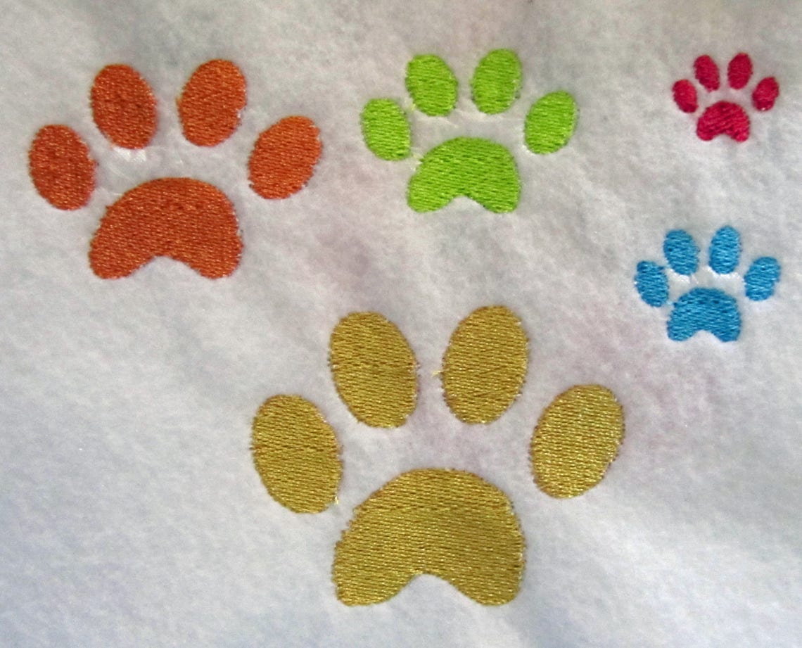 Embroidery Paw Print Embroidery design mini 5 sizes filled | Etsy