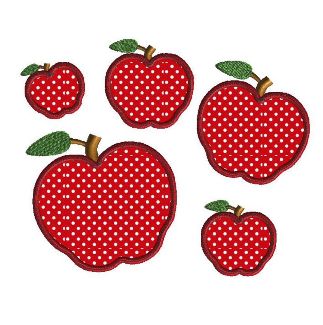 Apple Embroidery Design, 2 Styles, 5 Sizes Each Style, Applique ...