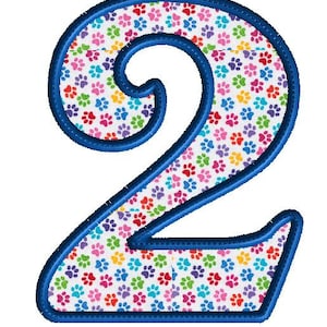 Number 2 (two) Machine Embroidery Design, 3 Size Applique, 2nd Birthday ...