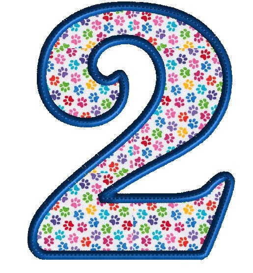 Number 2 two machine embroidery design 3 size applique 2nd | Etsy