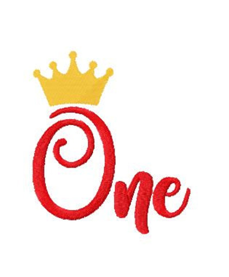One With Crown Embroidery Design Birthday Embroidery Number - Etsy