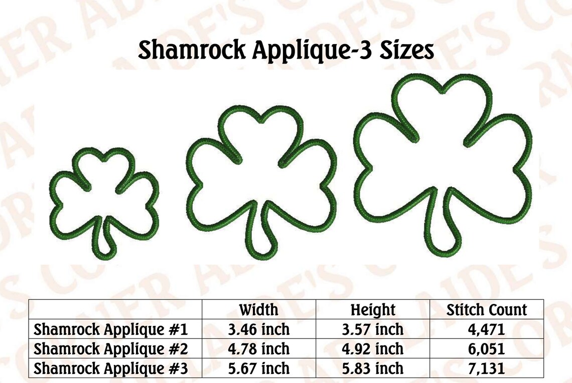 Shamrock Embroidery Design, 3 Size Applique, Machine Embroidery, St ...