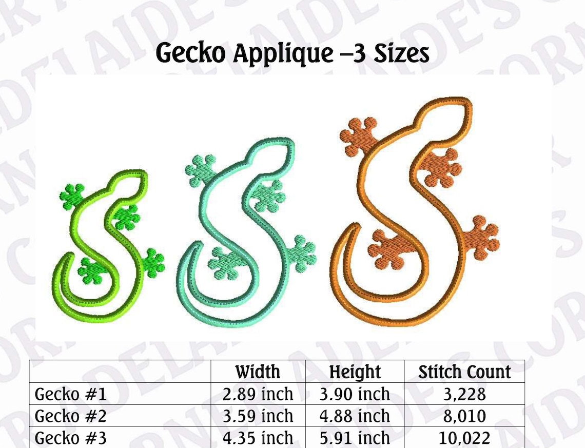 Gecko Embroidery Design Gecko Applique Gecko Design Machine - Etsy