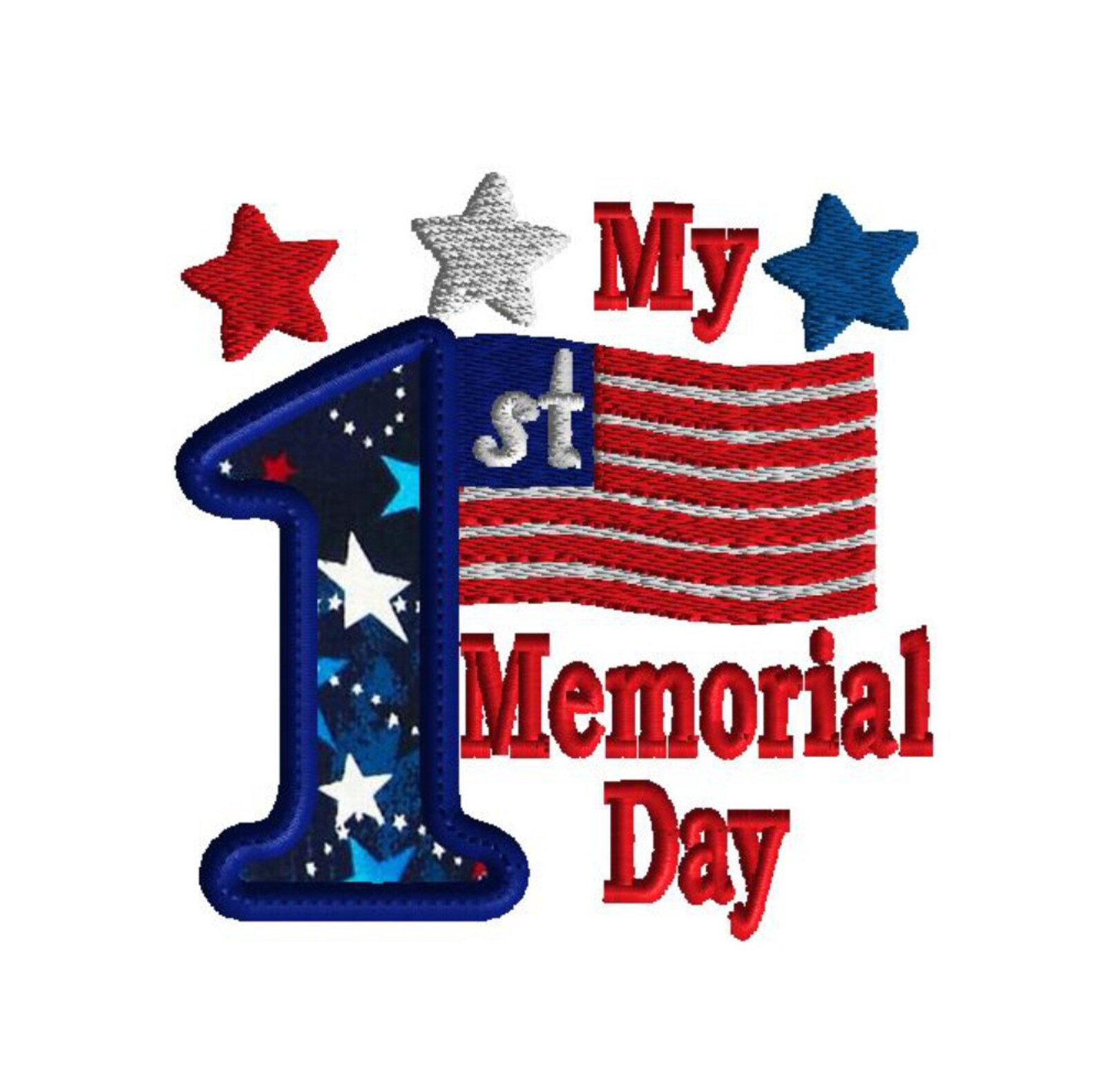 Embroidery Design, My 1st Memorial Day Applique, 2 Sizes, Summer ...