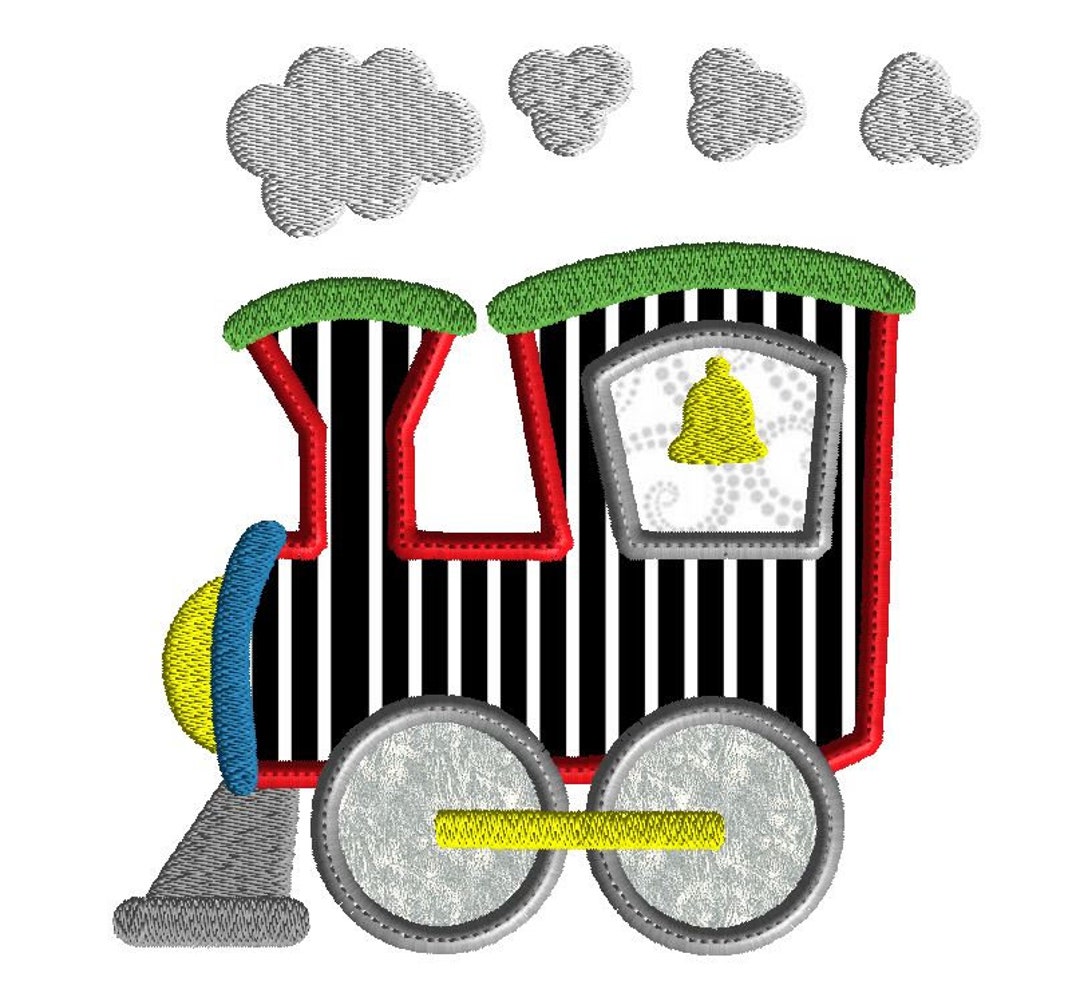 Train Embroidery Design, Applique, 3 Sizes, Fits 4 X 4 Inch Hoop, 5 X 7 ...