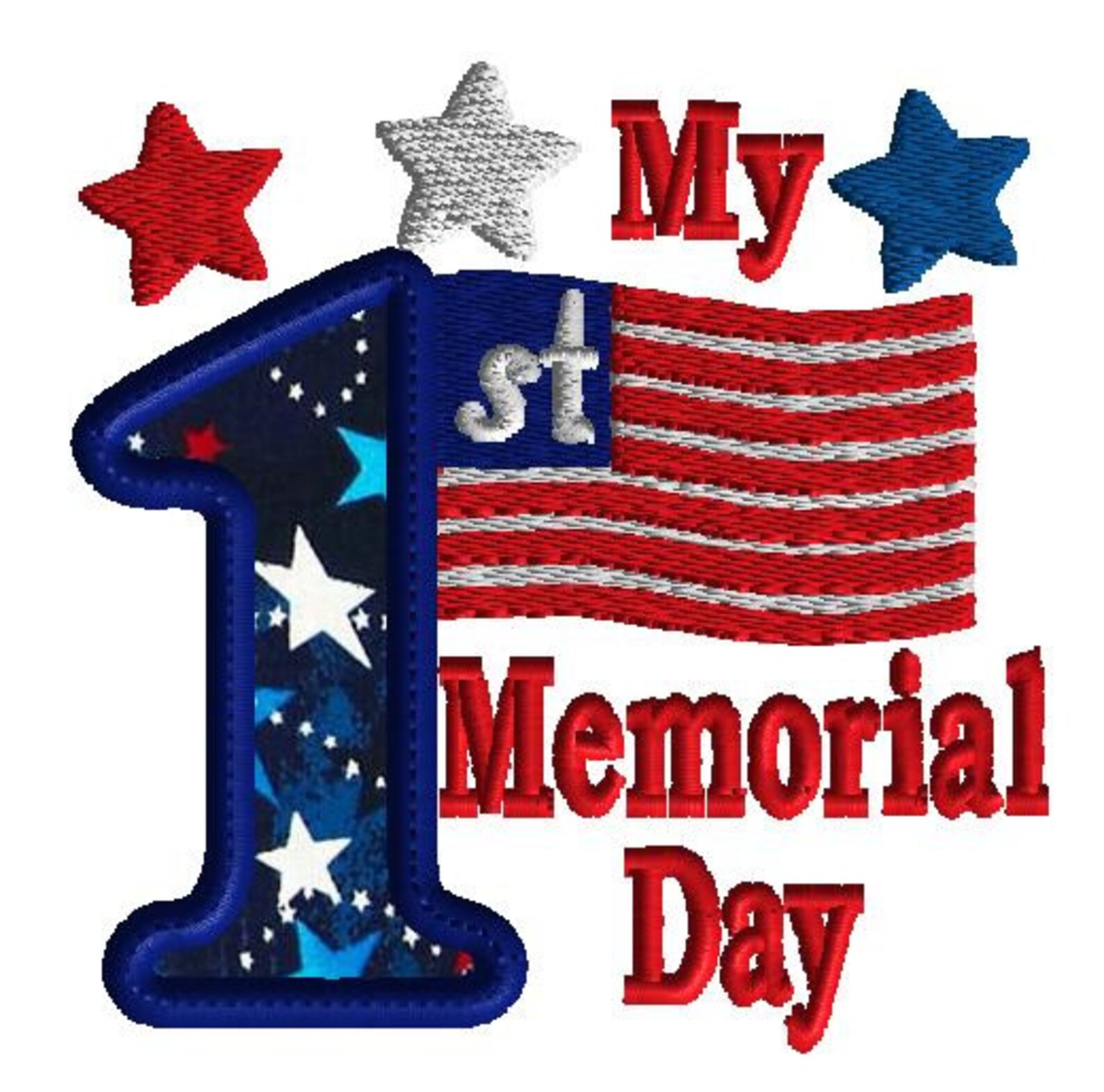 Embroidery Design My 1st Memorial Day applique 2 sizes | Etsy