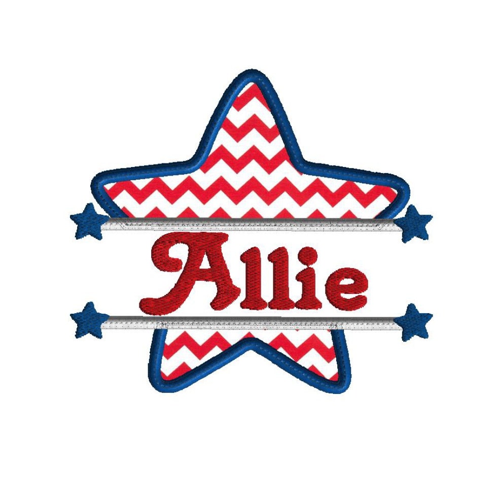 Star Embroidery Design, Split Star Monogram Frame, 3 Sizes, Memorial ...