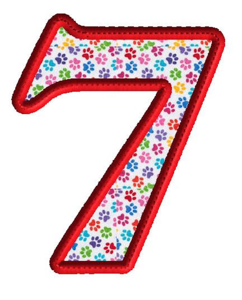 Number 7 Applique Machine Embroidery Design 7th Birthday 3 | Etsy
