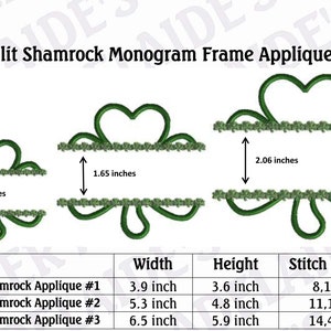 Shamrock Embroidery Design, Split Monogram Frame, 3 Size Applique, No ...