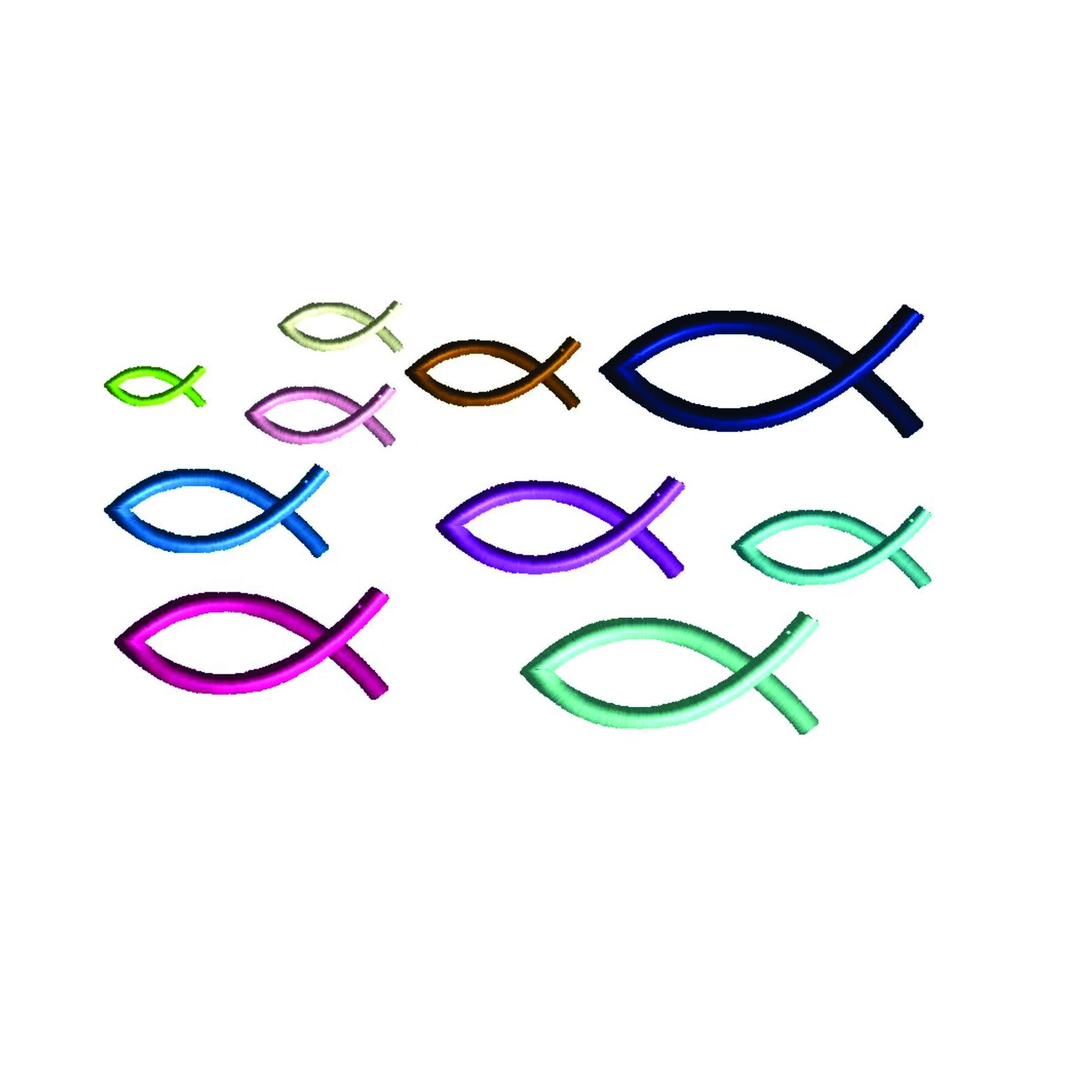 Christian Fish Embroidery Design Satin Stitch Outline 10 | Etsy