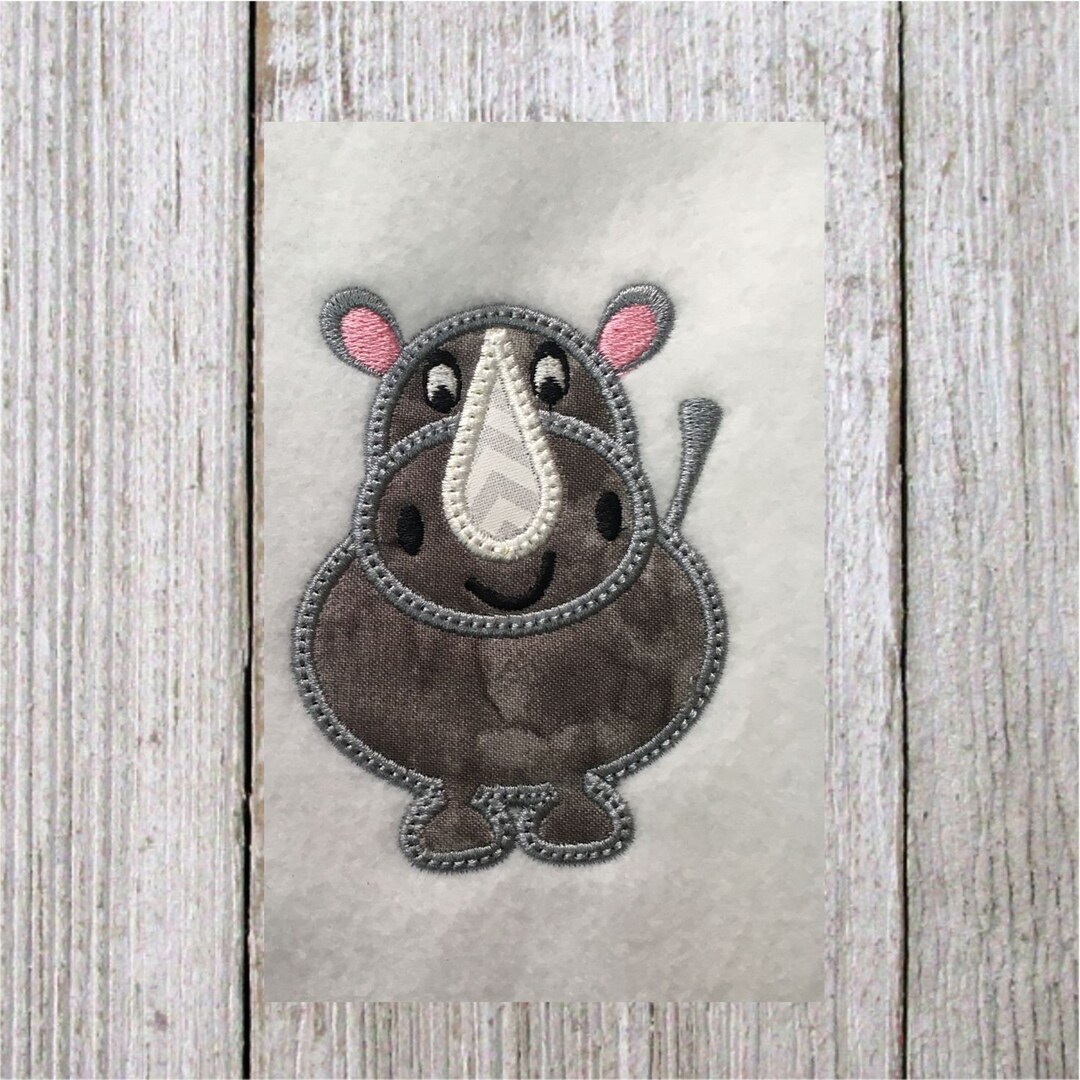 Rhino Applique, 7 Sizes, Machine Embroidery Design, Animal Embroidery ...