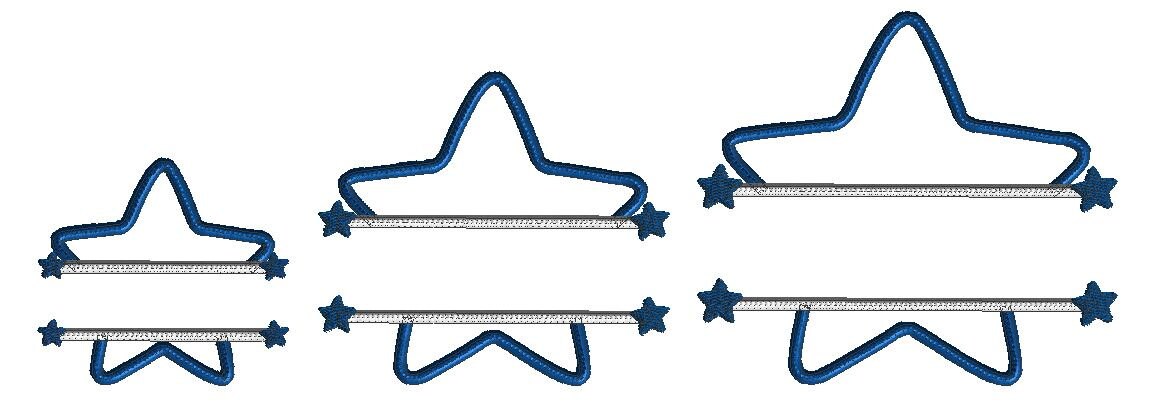 Star Embroidery Design, Split Star Monogram Frame, 3 Sizes, Memorial ...