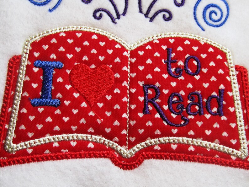 I Love to Read Embroidery Design Reading Love Applique 6 | Etsy