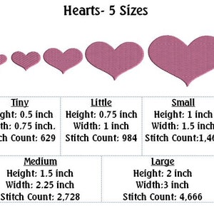 Mini Hearts Embroidery Design, Instant Download, 5 Sizes, Filled Stitch ...