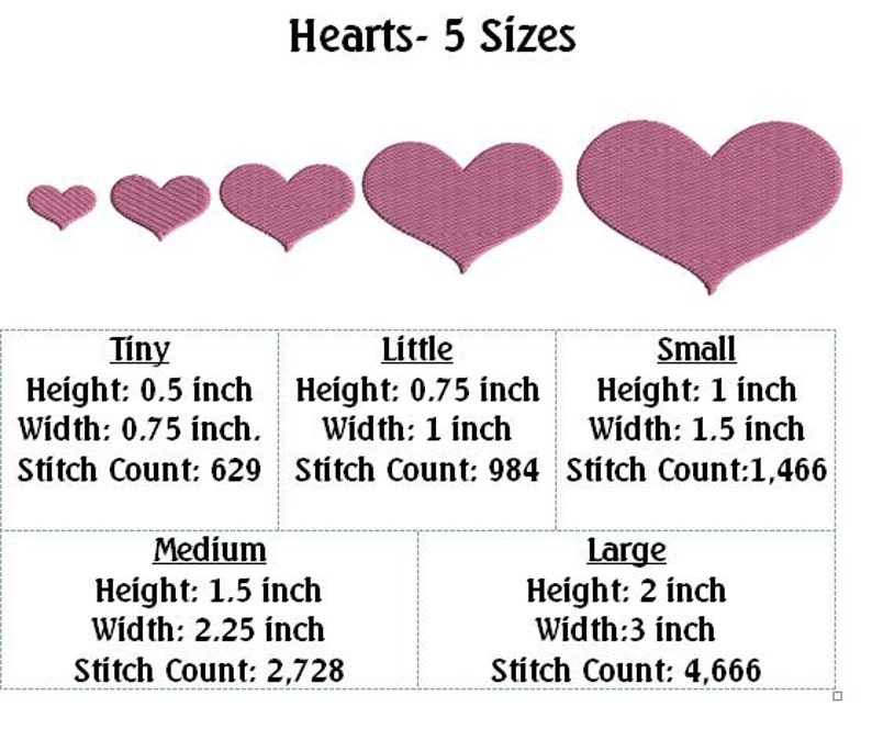 Mini Hearts Embroidery Design Instant Download 5 Sizes | Etsy