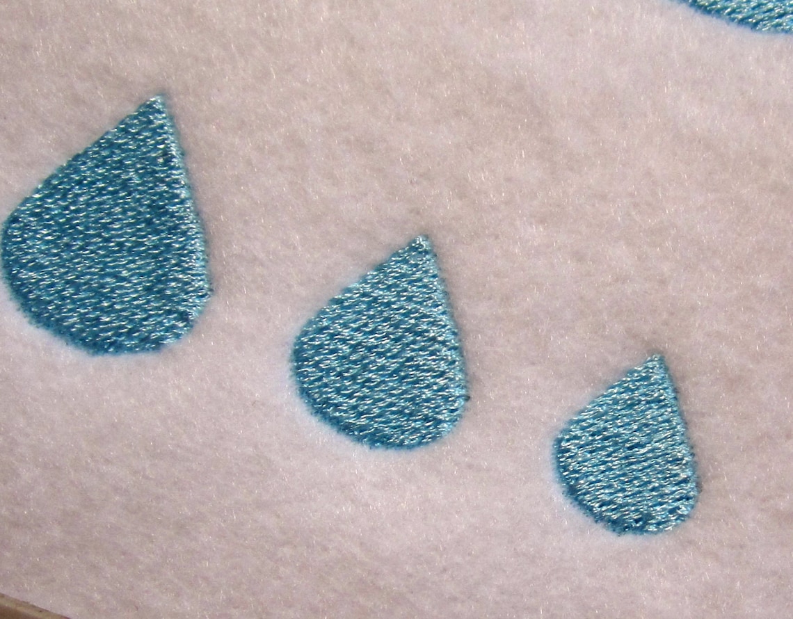 Raindrops Tear Drops Filled Stitch Embroidery Design 8 - Etsy Denmark