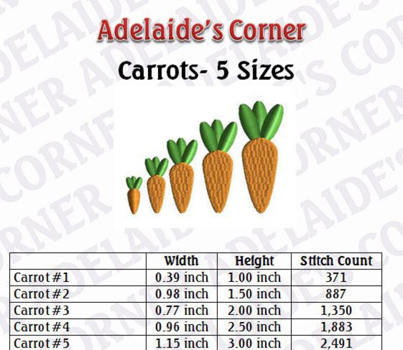 Carrot Embroidery Design Filled Stitch 5 Sizes Easter | Etsy