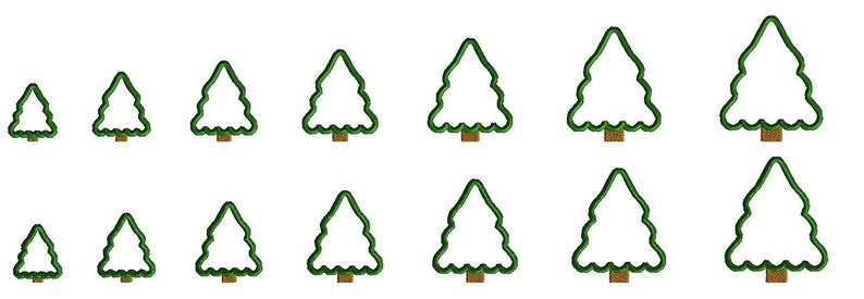 Pine Tree Applique Embroidery Design 2 Styles 7 Sizes Each - Etsy