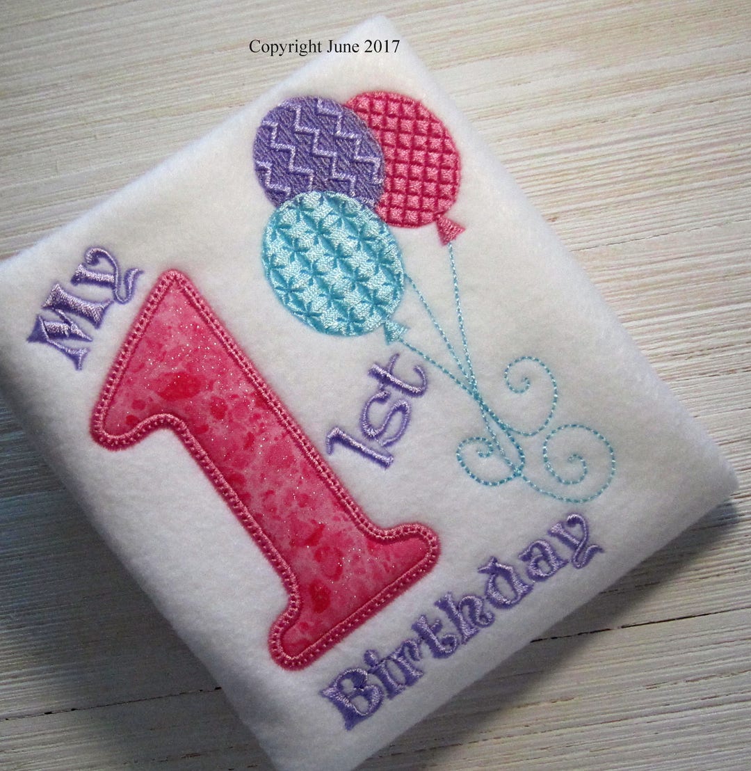 1st Birthday Machine Embroidery Design, Birthday Applique, 2 Sizes ...