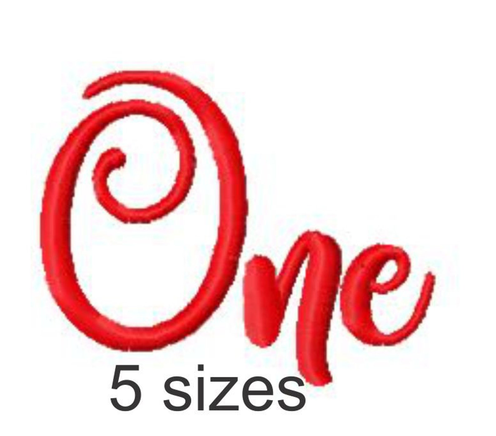 Word One Embroidery Design, Wordart One, 1st Birthday One, Script ...