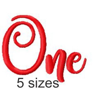 Word One Embroidery Design, Wordart One, 1st Birthday One, Script ...