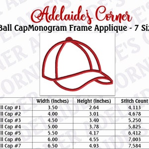 Ball Cap Applique, Machine Embroidery Design, 7 Sizes, Monogram Frame ...