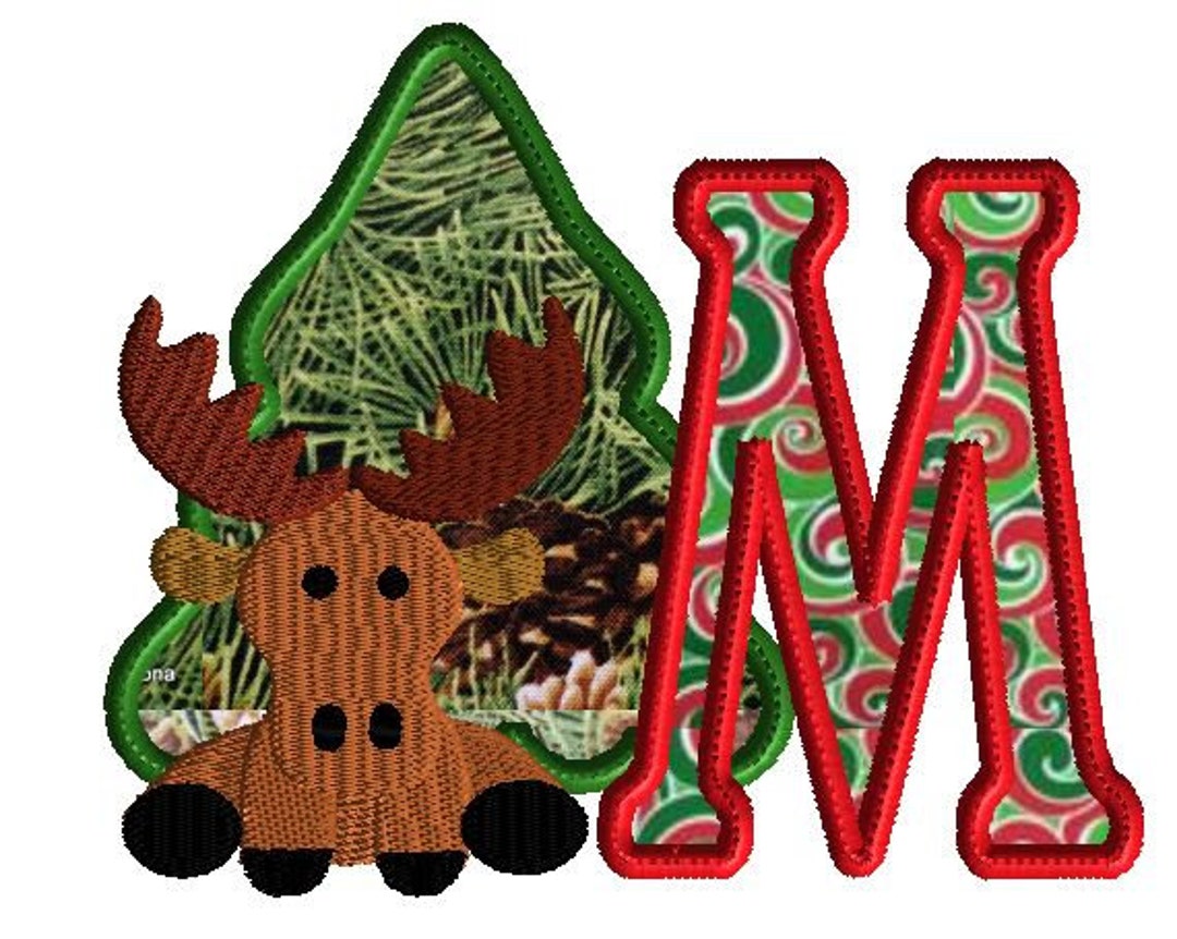 Moose Applique Frame, Moose With Letter M, 2 Sizes, Machine Embroidery ...