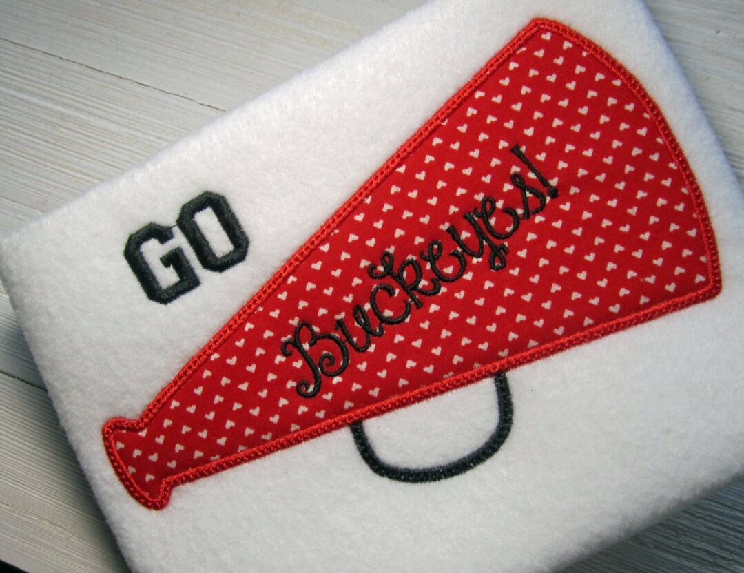 Buckeyes Megaphone Embroidery Design, Applique, 2 Sizes, Machine Embroidery, Sports Design, Team ...
