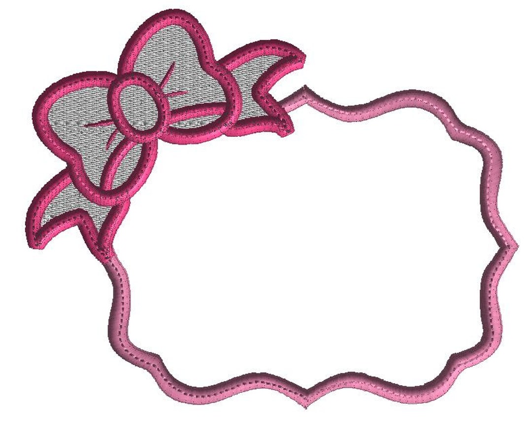 Monogram Frame With Bow, Applique Frame With Filled Stitch Bow, 2 Sizes ...
