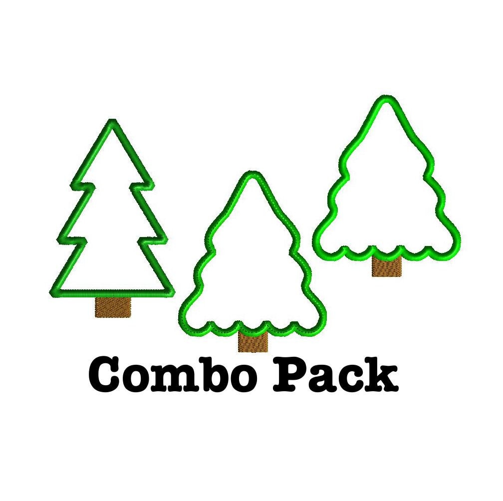 Christmas tree combo pack of embroidery designs 3 styles 35 | Etsy