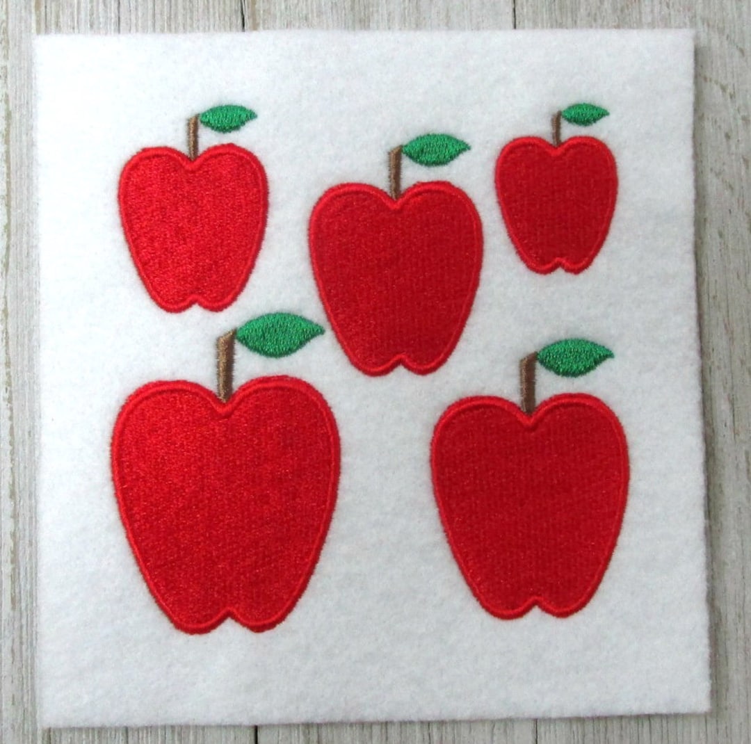 Apple Embroidery Design, Filled Stitch, 5 Sizes, Machine Embroidery ...