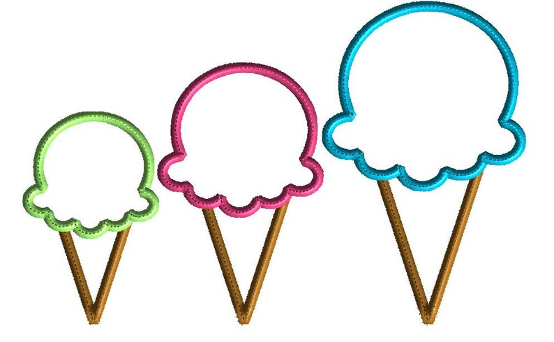 Ice Cream Cone Monogram Frame Waffle Cone Applique 3 Size - Etsy