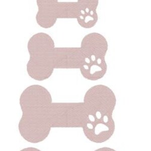 Dog Bone Embroidery Design, Embossed Paw Print, 6 Sizes, Filled Stitch ...